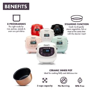 Reishunger Digital Mini Rice Cooker & Steamer, Pink with Keep-Warm ...