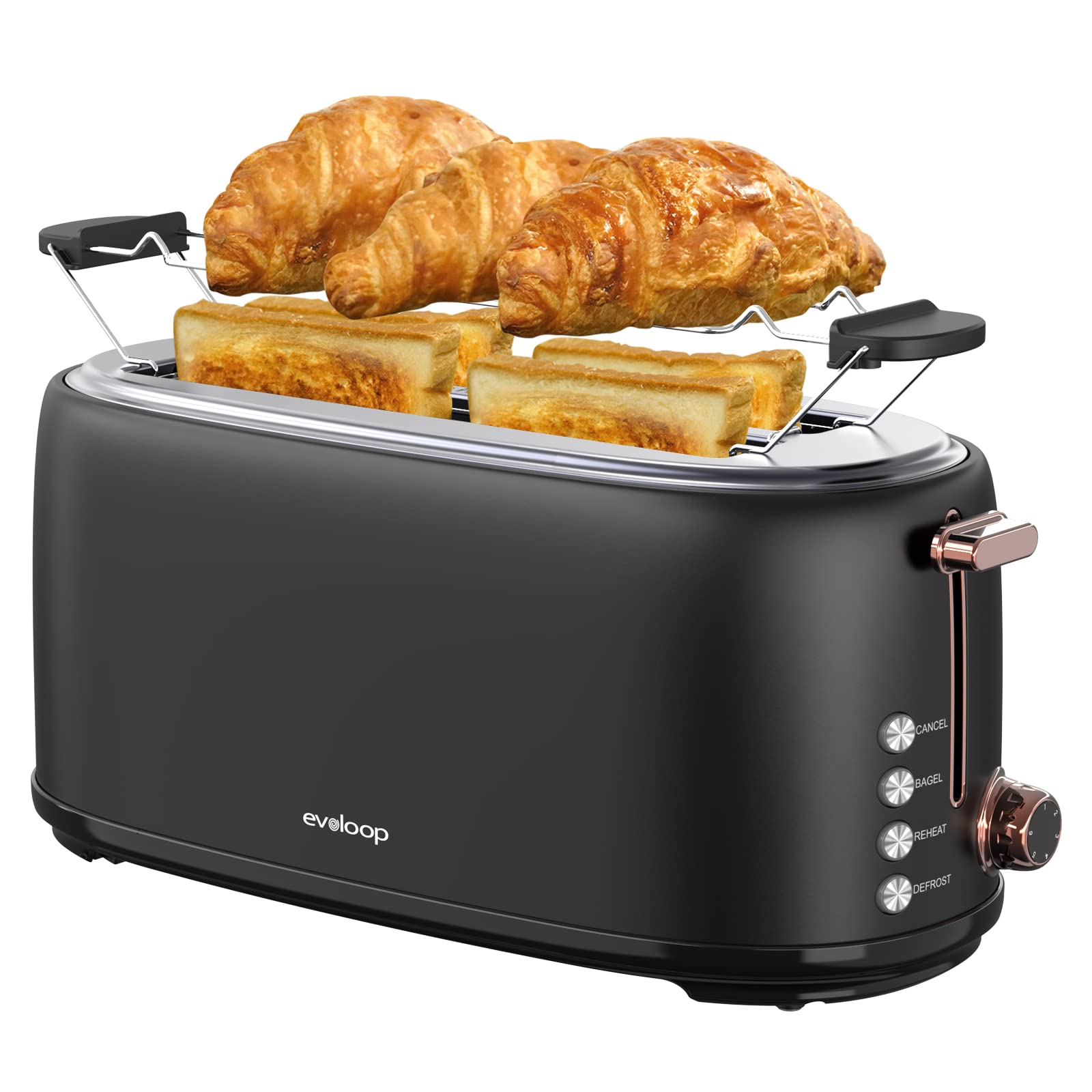 Evoloop Toaster 4 Slice, Stainless Steel Bread Toasters, 6 Bread Shade ...