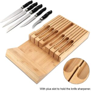 In-Drawer Bamboo Knife Block, Drawer Knife Set Storage Made from ...