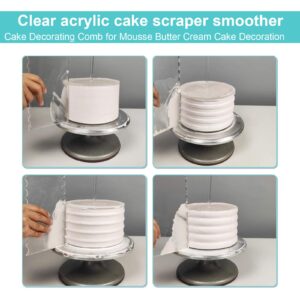 7-Piece Large Clear Acrylic Cake Scraper Set, Cake Icing Smoother ...