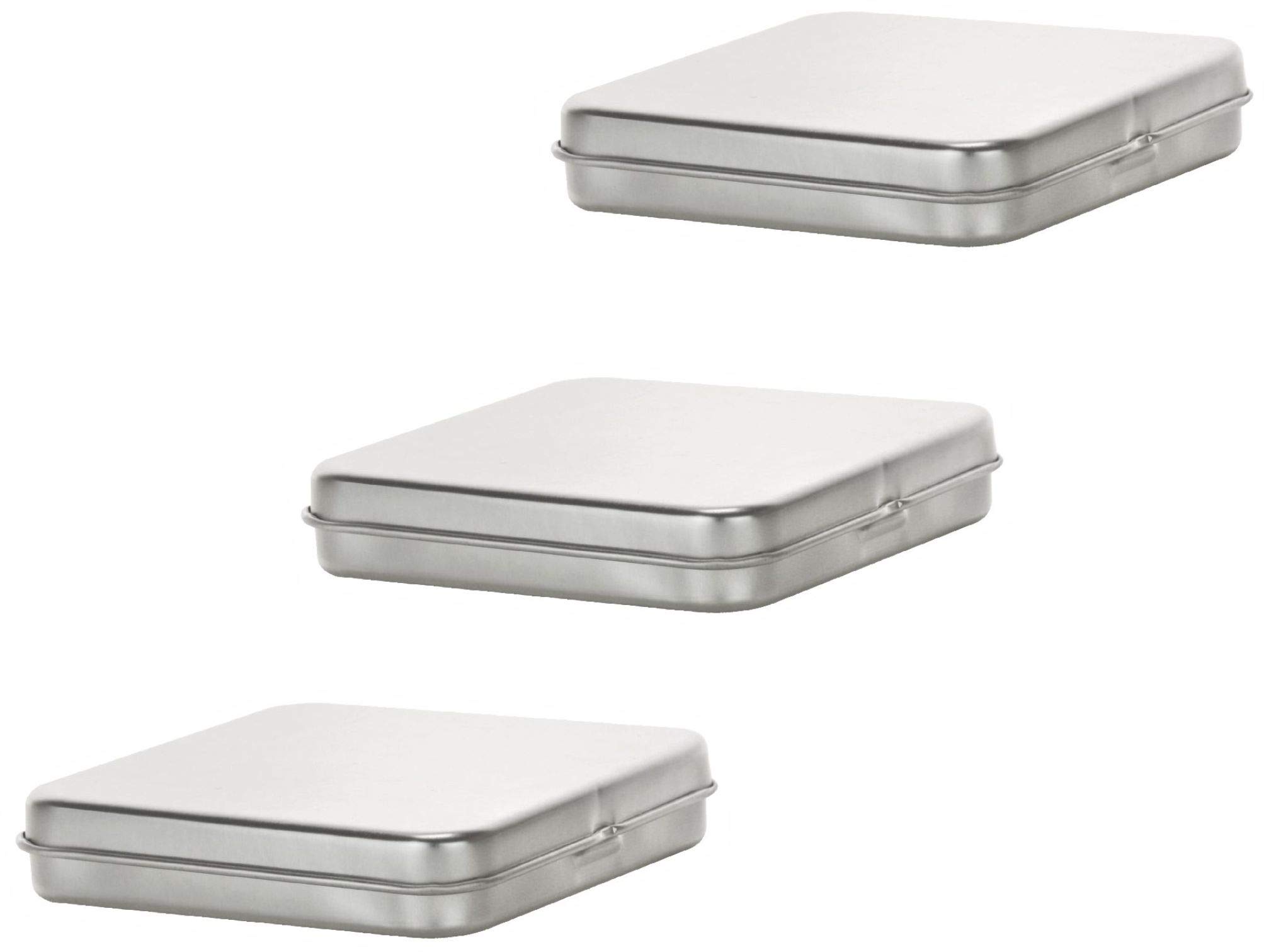Magnakoys Square Silver Metal Hinged Tins 3.5 x 3.5 x .70 Inches Boxes ...