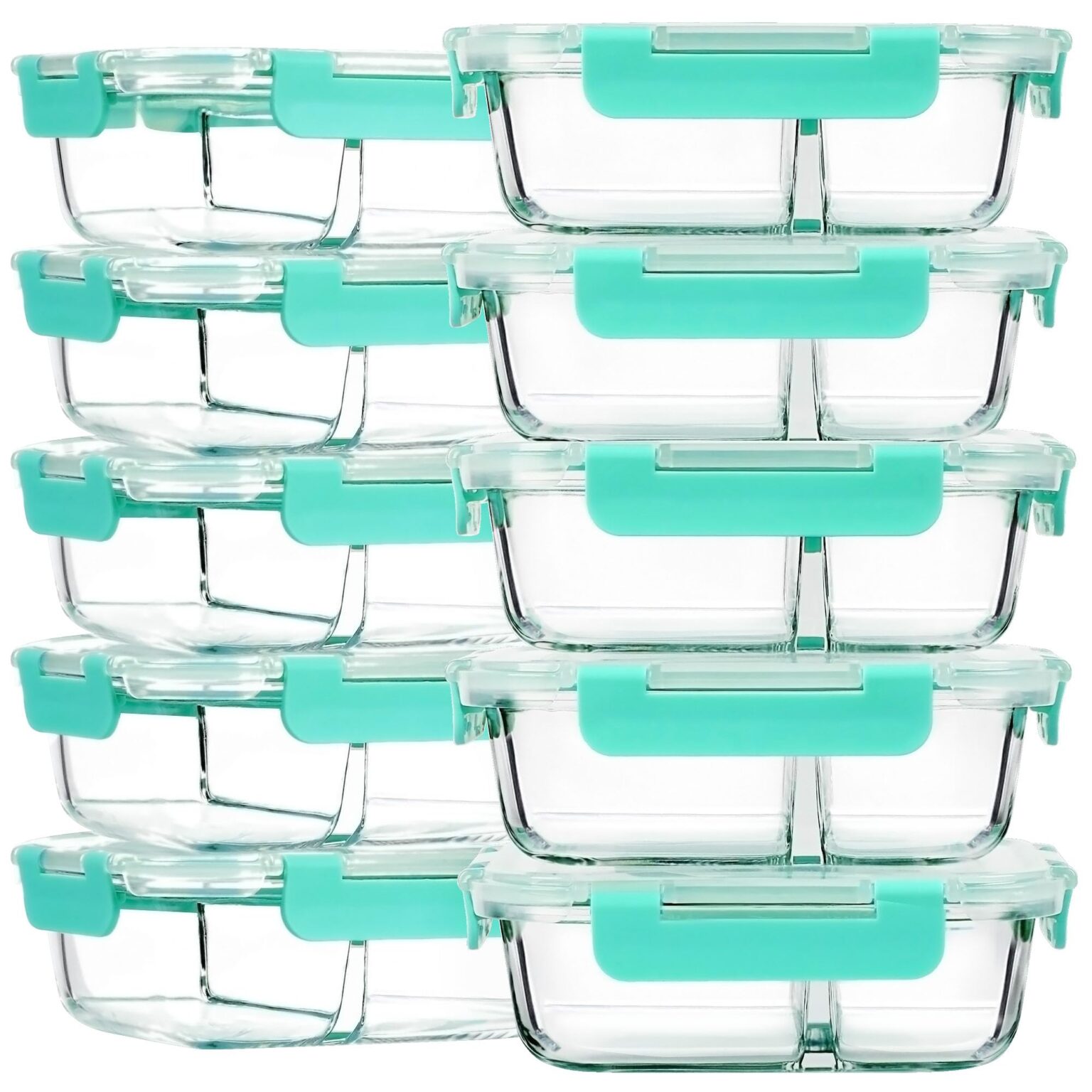 DAS TRUST 5 Pack 36oz Glass Food Storage Containers Meal Prep ...