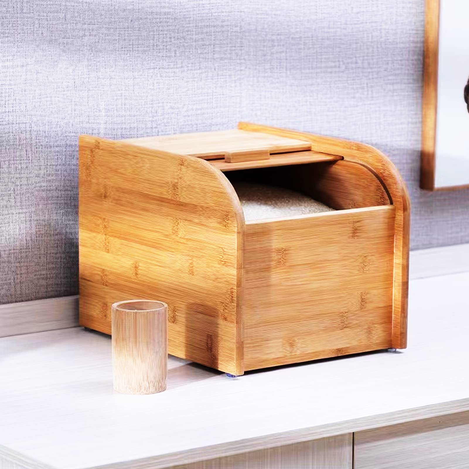 Wooden Rice Container Storage Rice Dispenser Rice Storage Containers ...