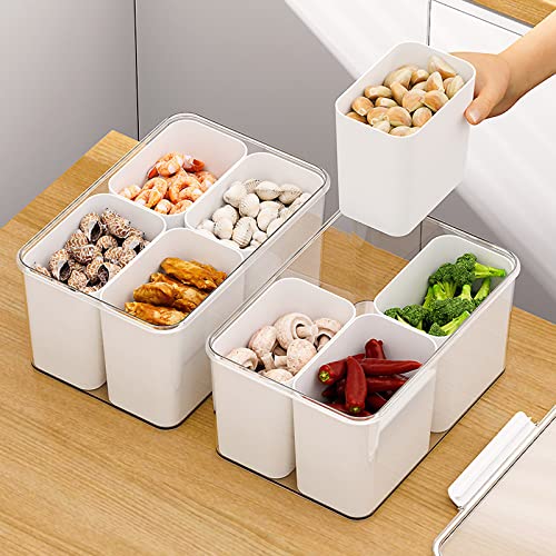SARDFXUL Refrigerator Storage Box, 4 Grid Food Vegetable Fruit Storage ...