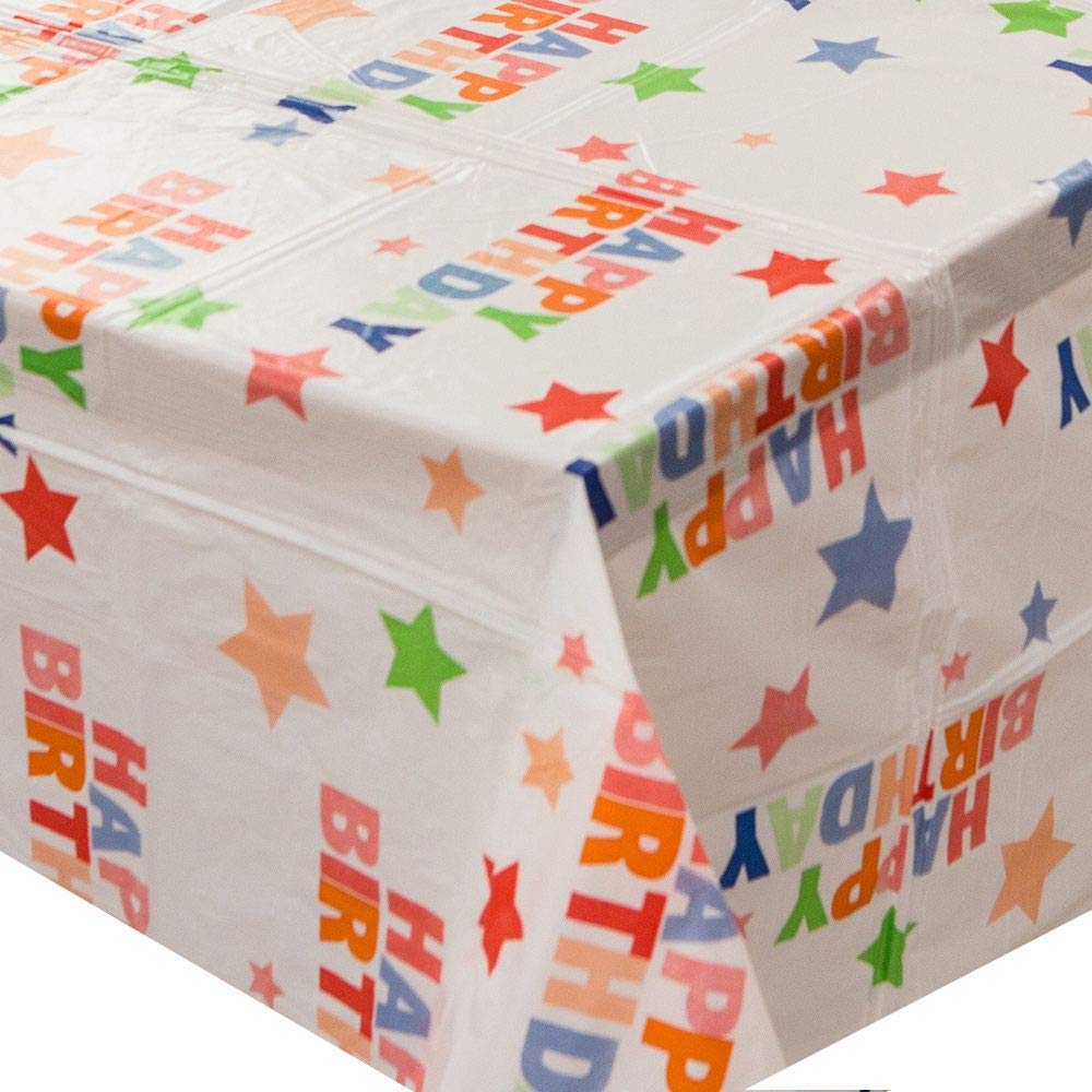 AB Volts Happy Birthday Tablecloth - 54" x 108" Rectangle Plastic Table ...