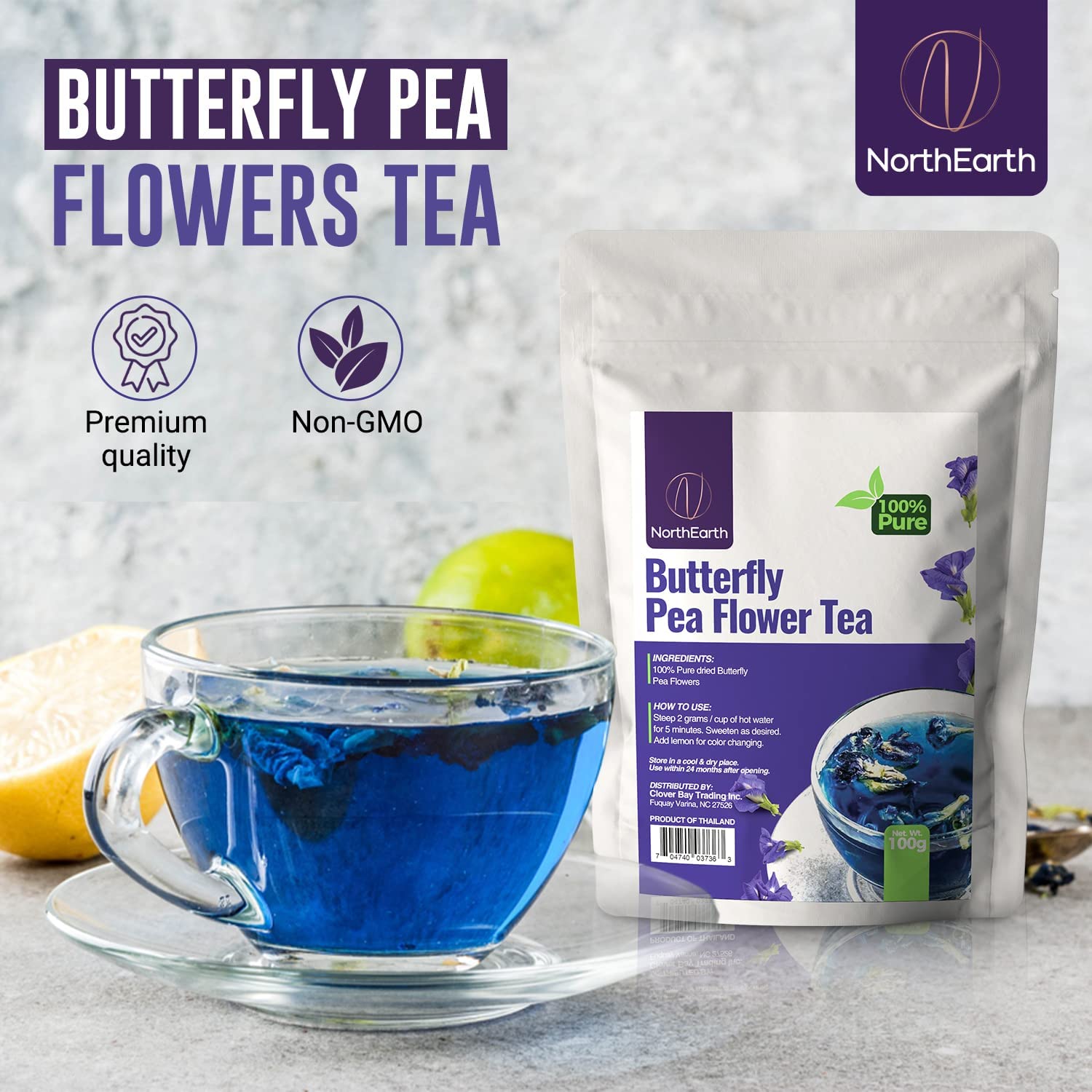 NorthEarth 100% Pure Butterfly Pea Flower Tea - 100 g — 🛍️ The Retail Market