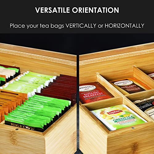 Premium High-end 100% Natural Bamboo Tea Box with 2 Coasters - Wooden ...