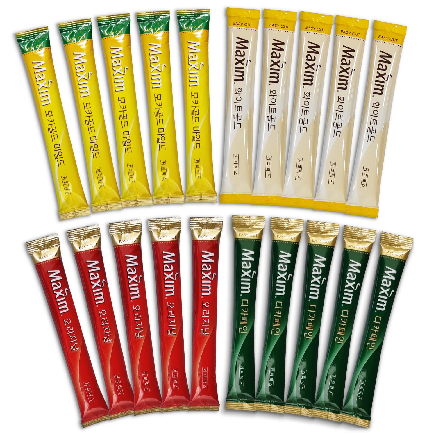 Korean Instant Coffee Mix Variety 20 Sticks of 4 Types Single Serve ...