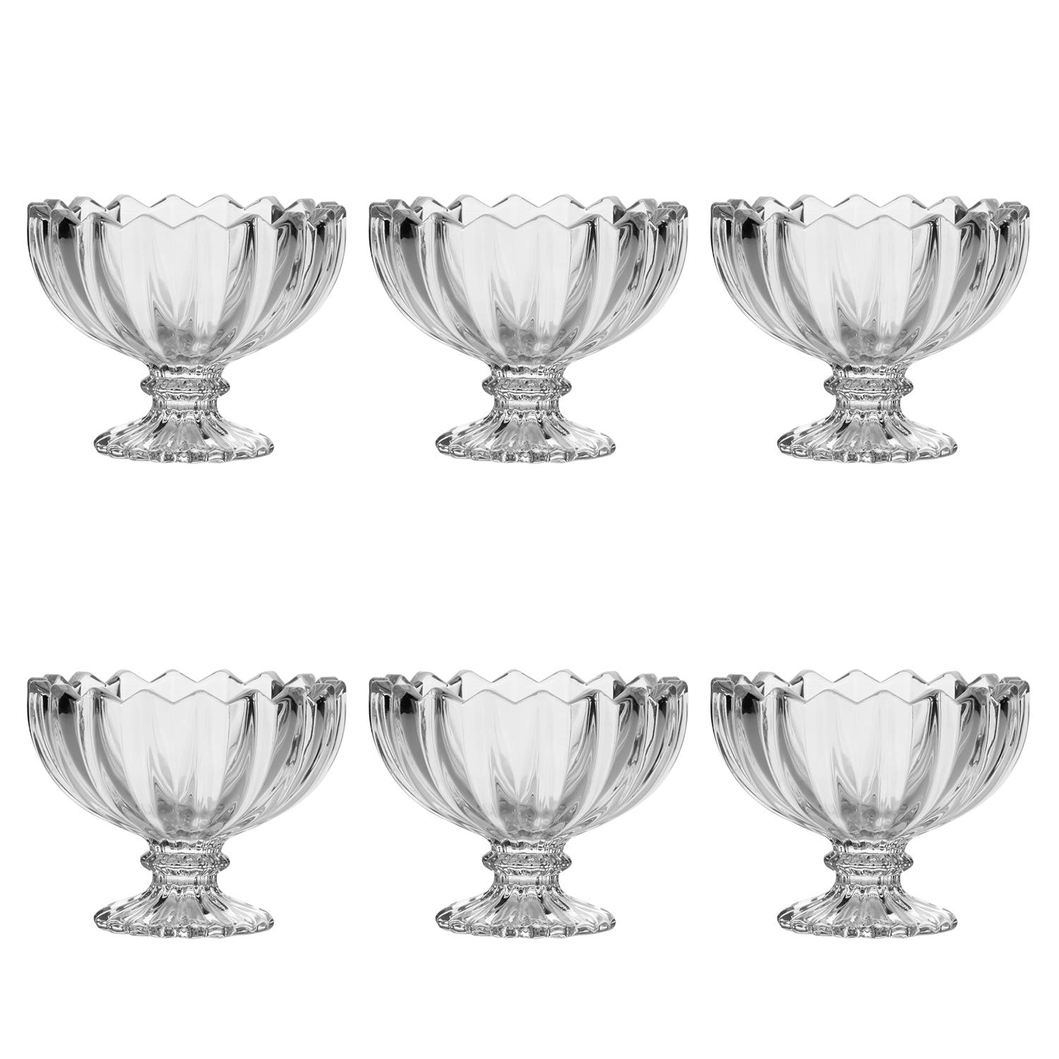 Maredash Glass Dessert Bowls/Cups Small Cute Footed Tulip Clear Dessert ...