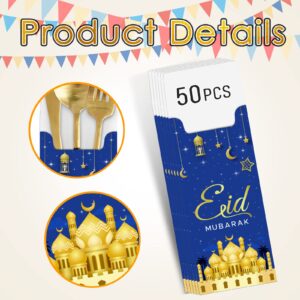 50 Pieces Ramadan Eid Mubarak Silverware Bags Eid al-Adha Utensil ...