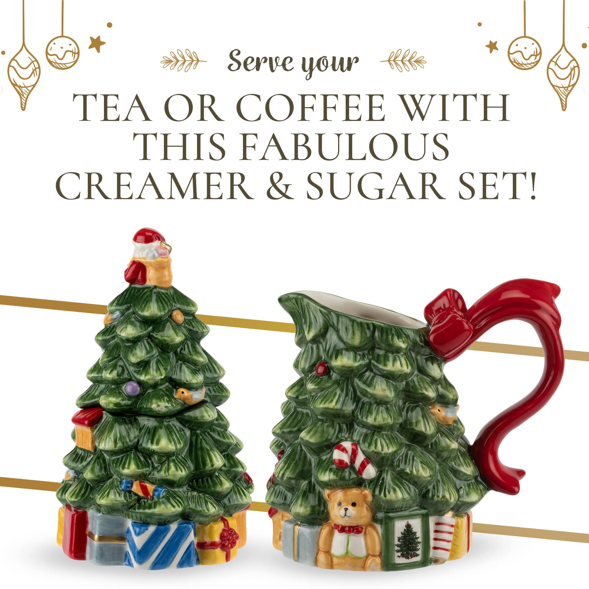Spode Christmas Tree Sugar and Creamer Set | Set of Figural Tree ...