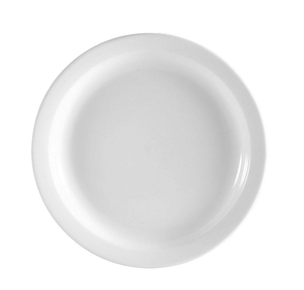 CAC China NCN8 Clinton Narrow Rim 9Inch Super White Porcelain Plate