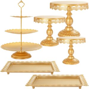 Gold Cake Stand Set, 6 Pcs Metal Antique-Inspired Cake Stands for ...