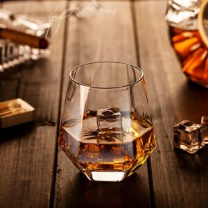 Hanobe Whisky Gläser Set 2 Stück - Diamant Design Mit Goldrand 300ml