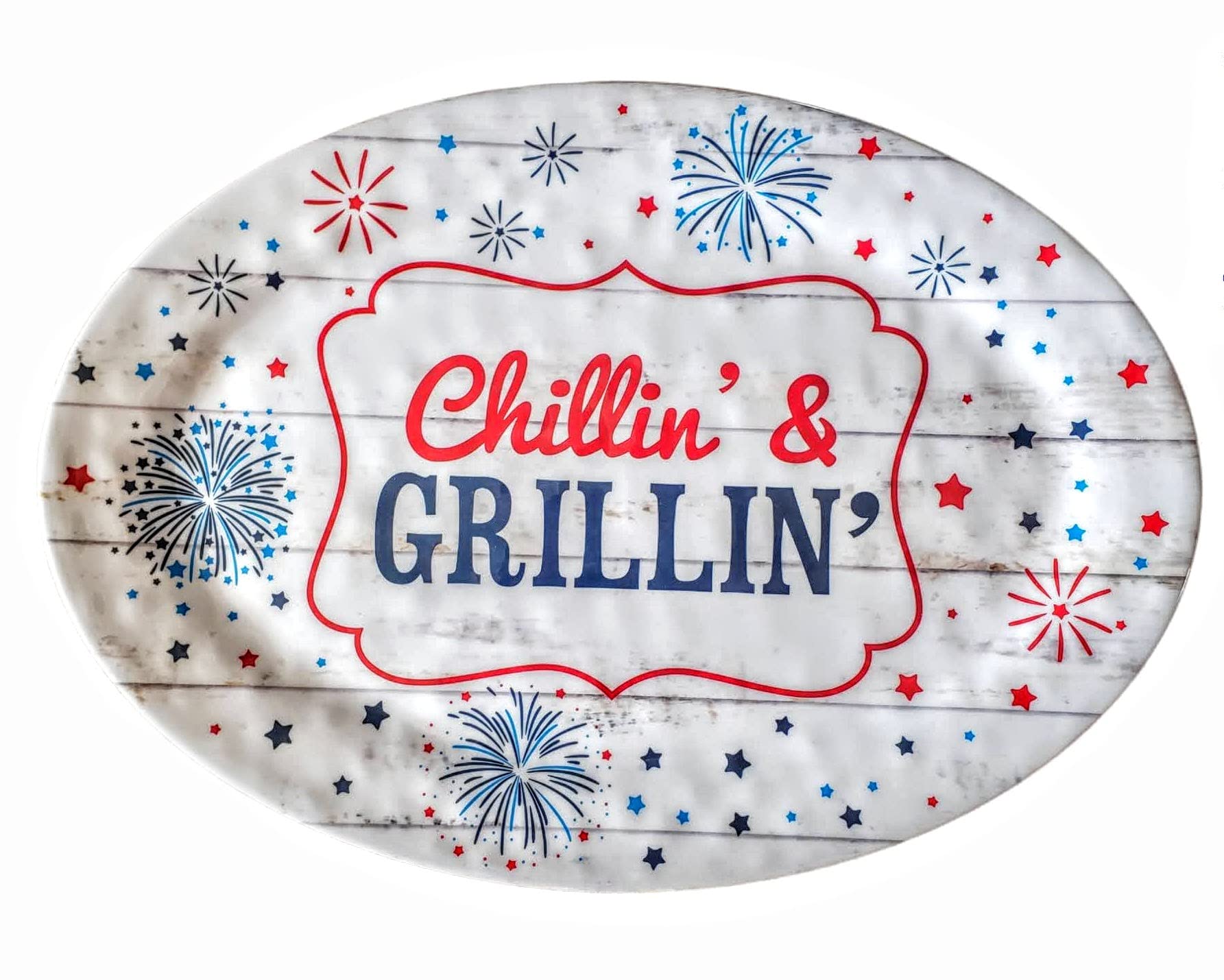 4th Of July Fireworks Chill ln and Grill In Melamine Plastic Serving ...
