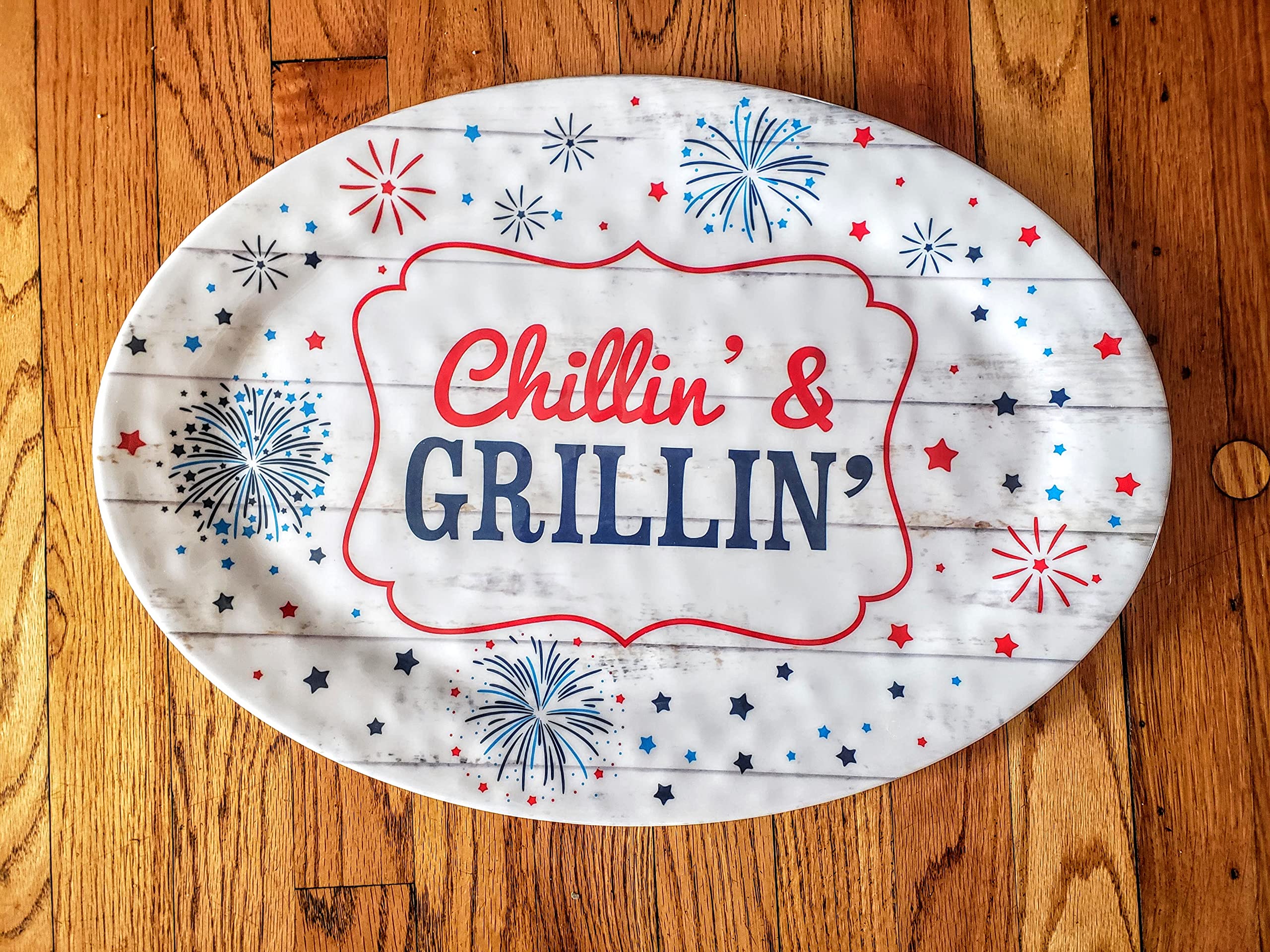 4th Of July Fireworks Chill ln and Grill In Melamine Plastic Serving ...