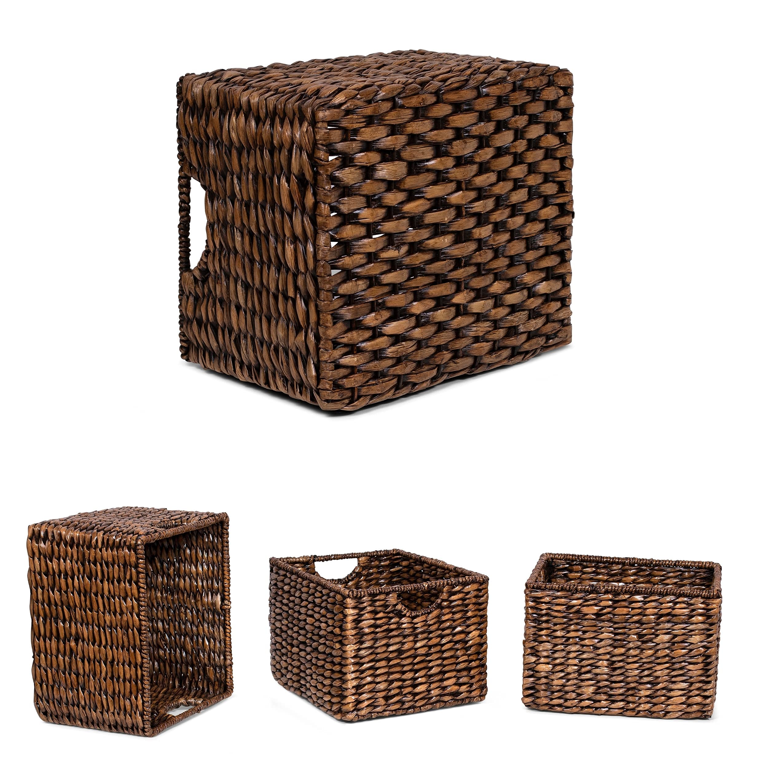 BIRDROCK HOME Storage Shelf Organizer Baskets with Handles - Set of 3 ...