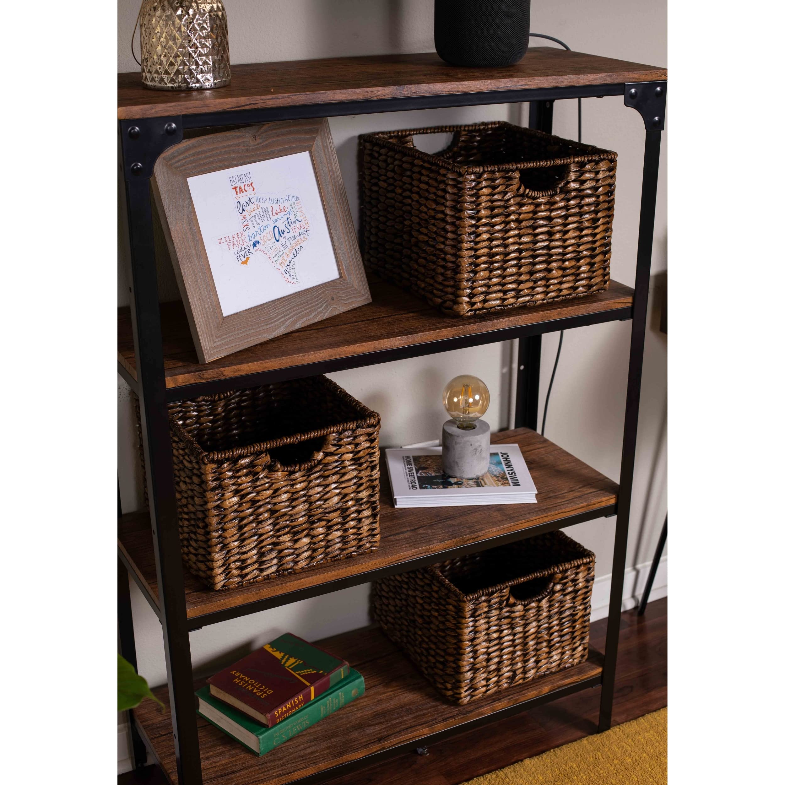 BIRDROCK HOME Storage Shelf Organizer Baskets with Handles - Set of 3 ...