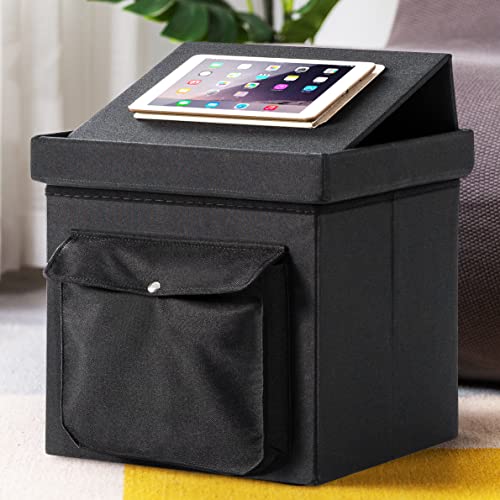 Otto & Ben 15" Cube Storage Ottoman with Pocket and Flip top Tray ...