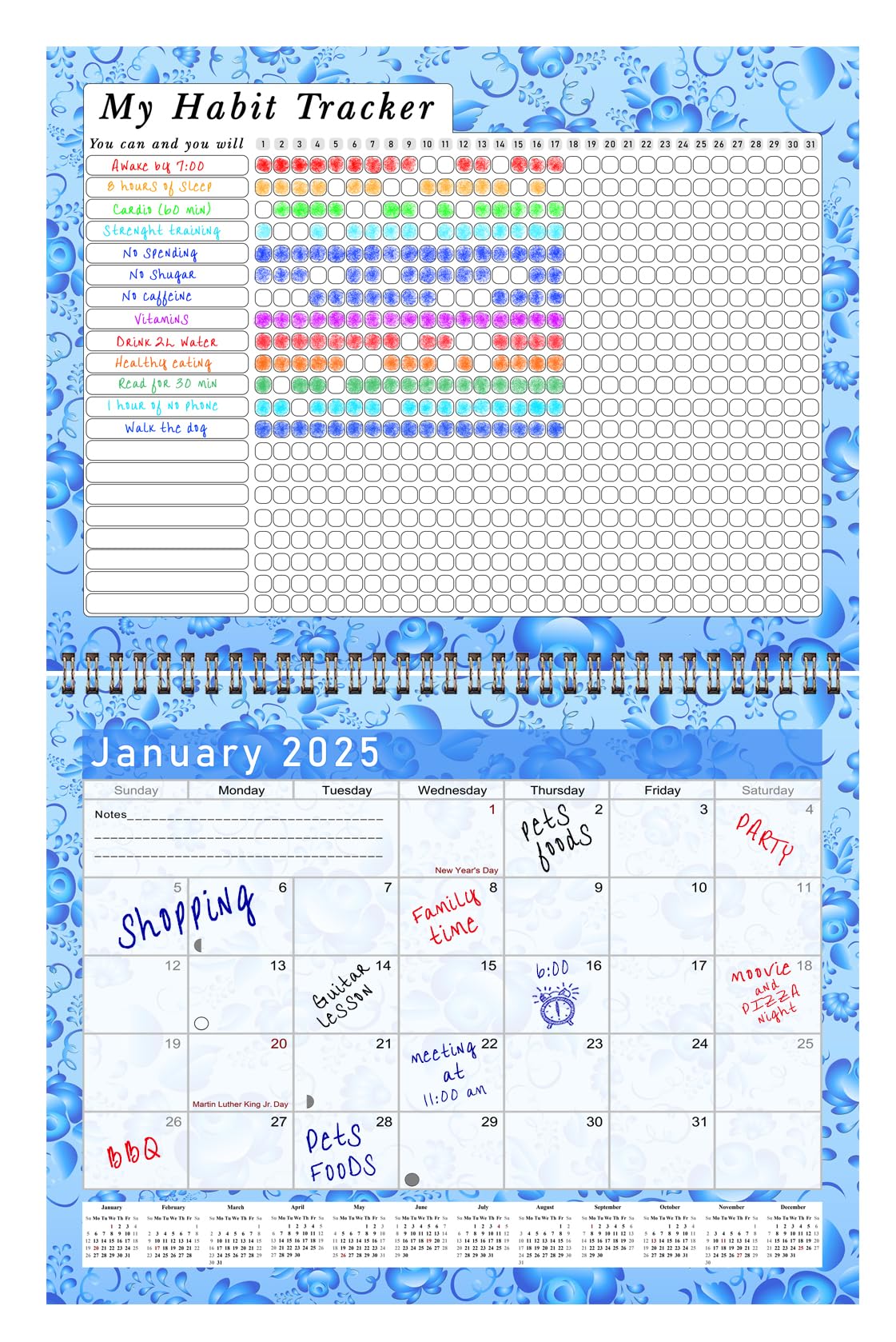 2025 Monthly Desktop/Wall Calendar/Planner - Habit Tracker - Daily ...