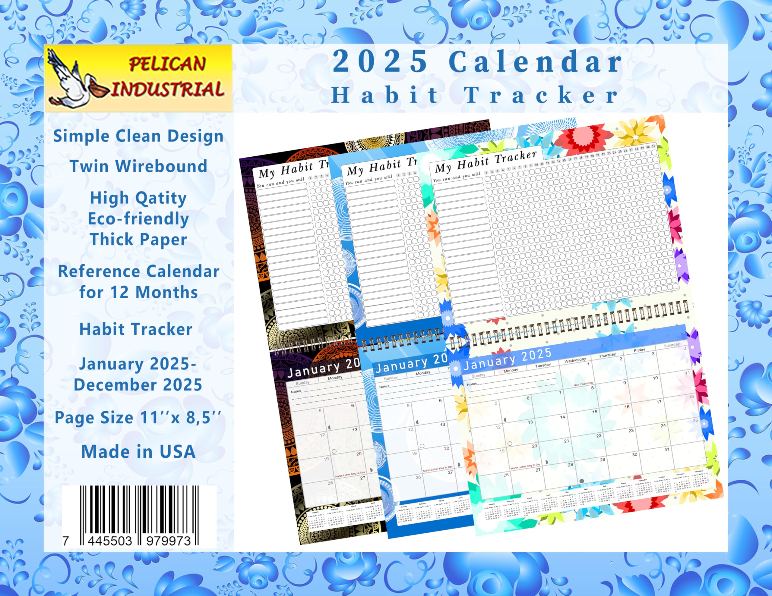 2025 Monthly Desktop/Wall Calendar/Planner - Habit Tracker - Daily ...