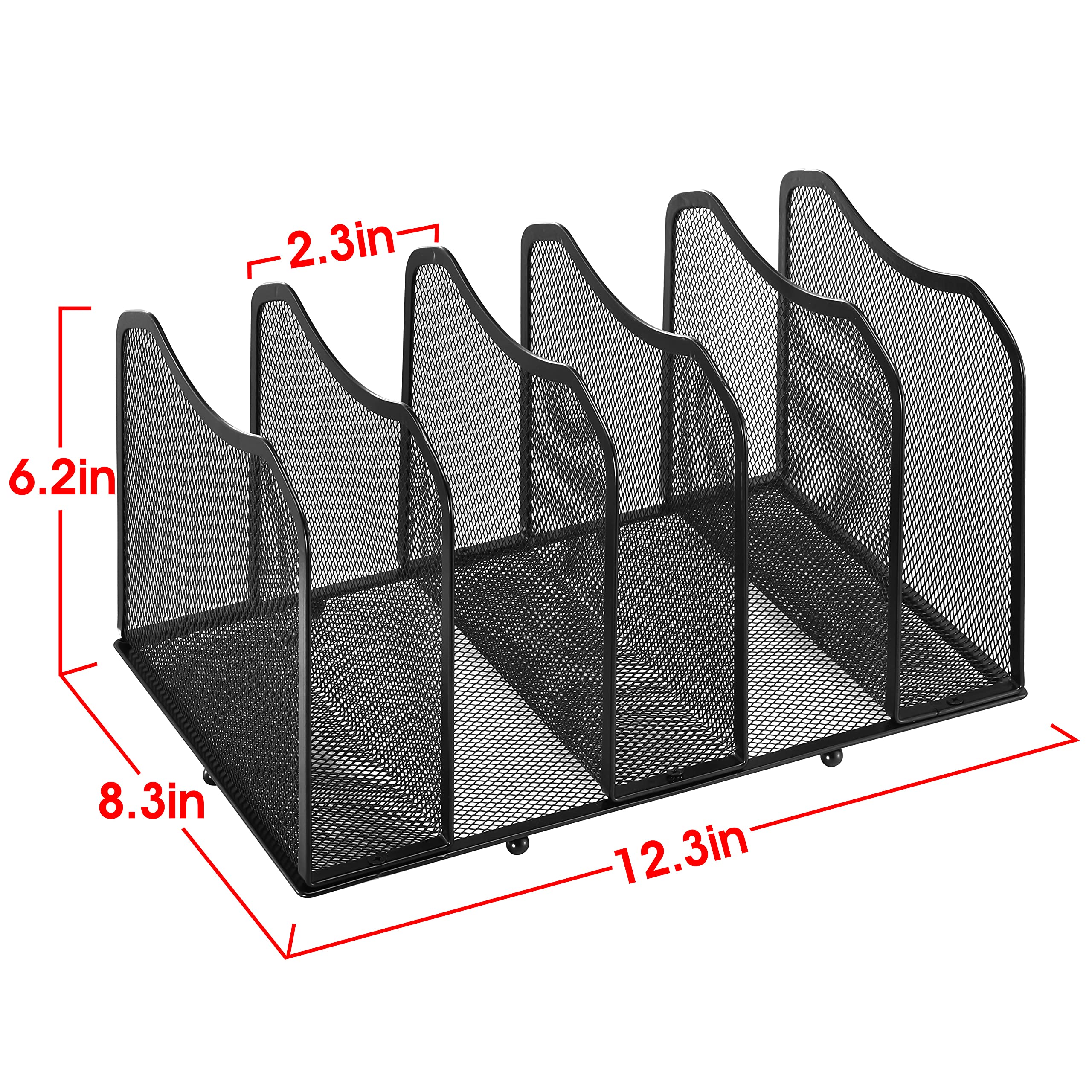 Ekisemio 2 Pack-Mesh Desktop File Organizer Sorter, 5-Section Bookshelf ...