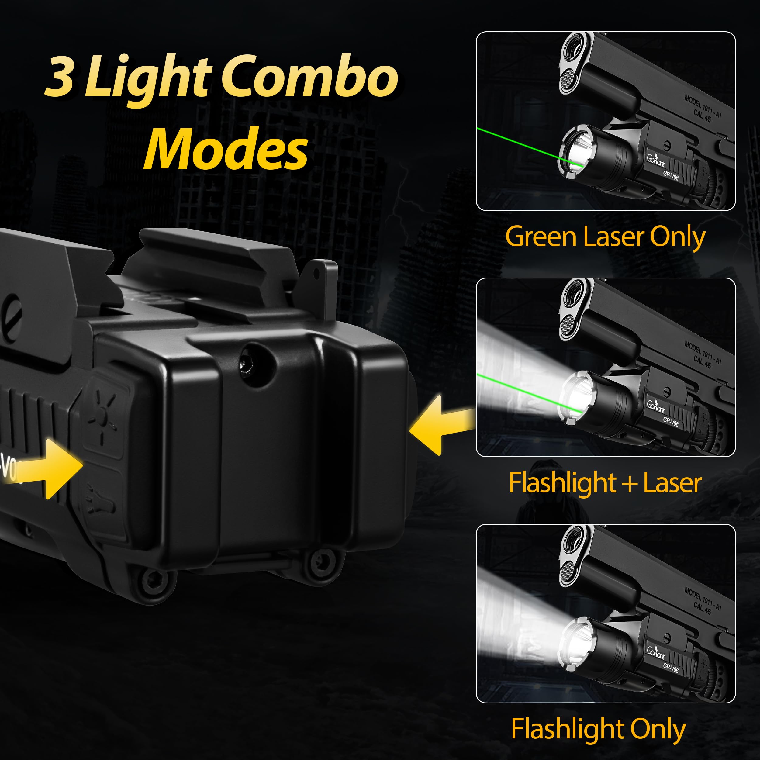 GOPLANT 1300 Lumens Weapon Laser Light, Battery Powered Adjustable Rail ...