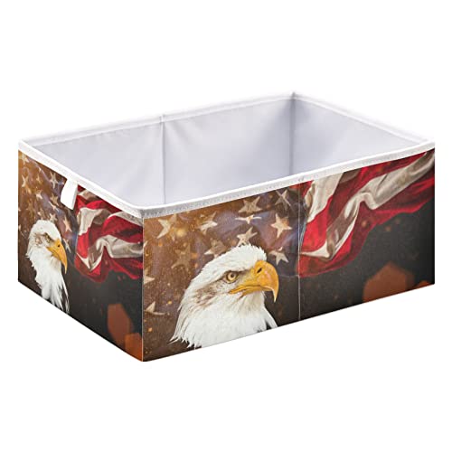 American Flag Bald Hawk Storage Basket Storage Bin Rectangular ...