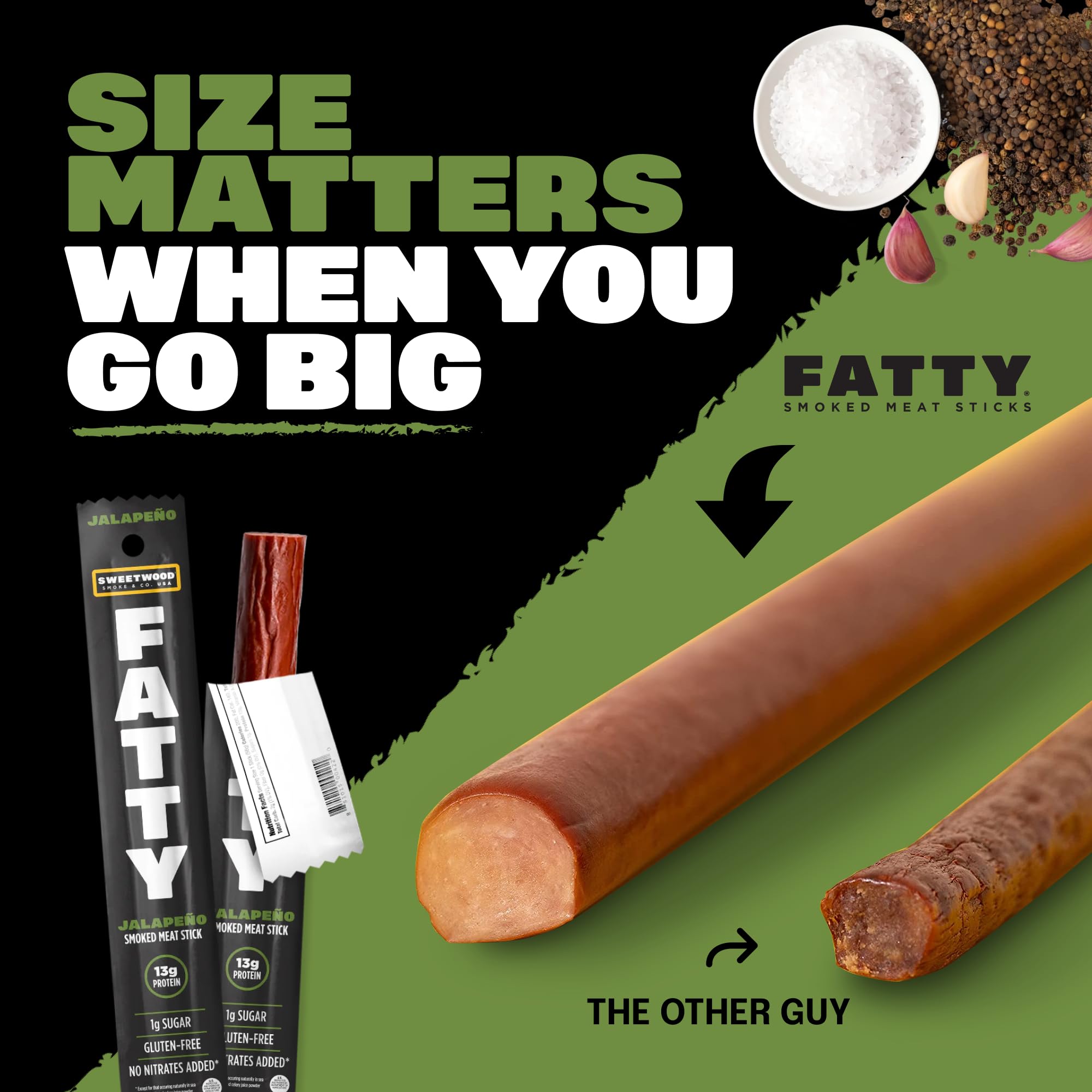 FATTY Meat Sticks, Grass-Fed Beef, High Protein Snack, Camping, Sports ...