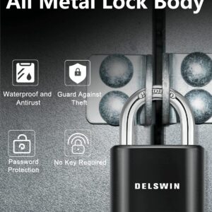 DELSWIN 4-Digit Combination Lock Outdoor Padlock - Heavy Duty Locker ...