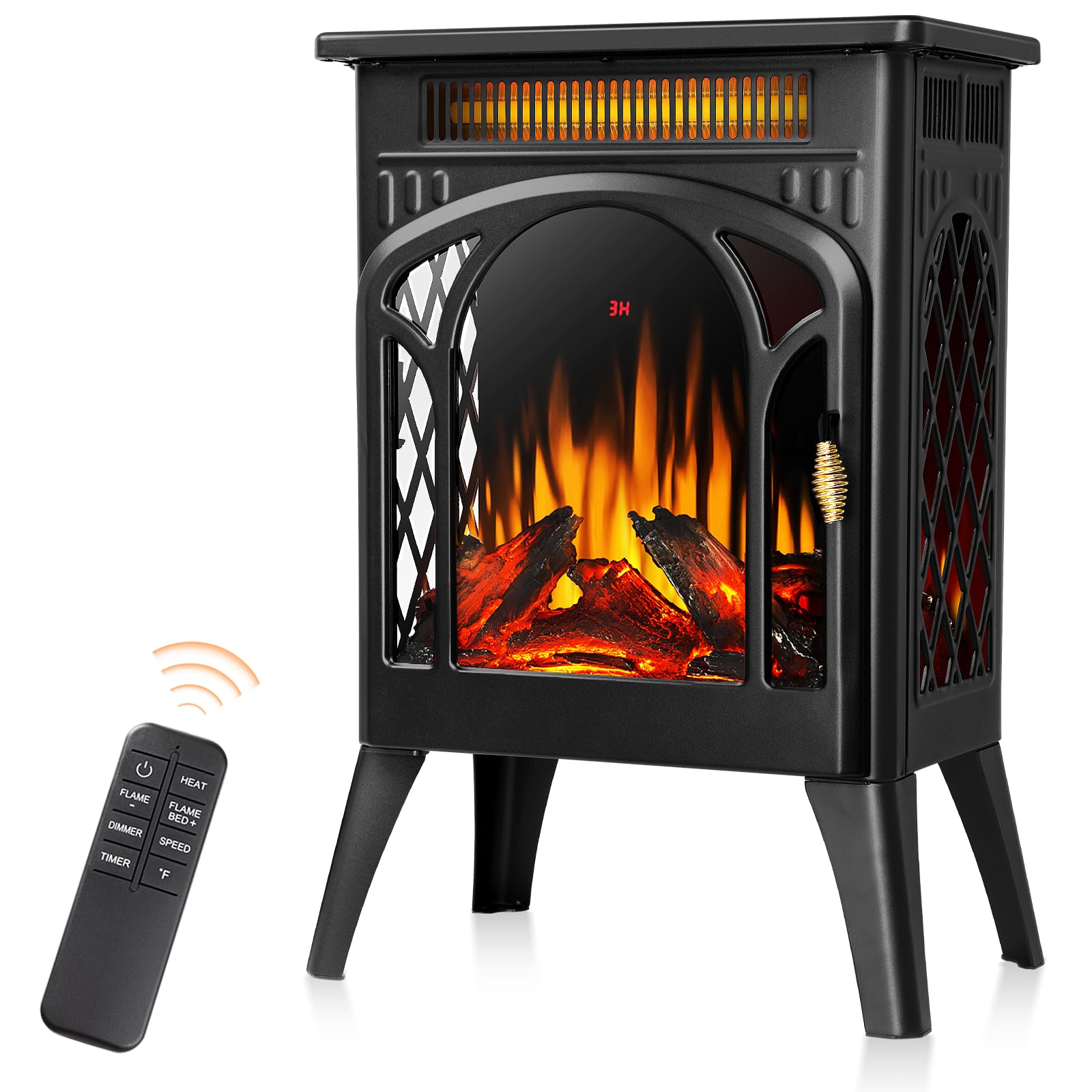 Crzoe Electric Fireplace Stove,1500W Infrared Electric Fireplace Heater ...