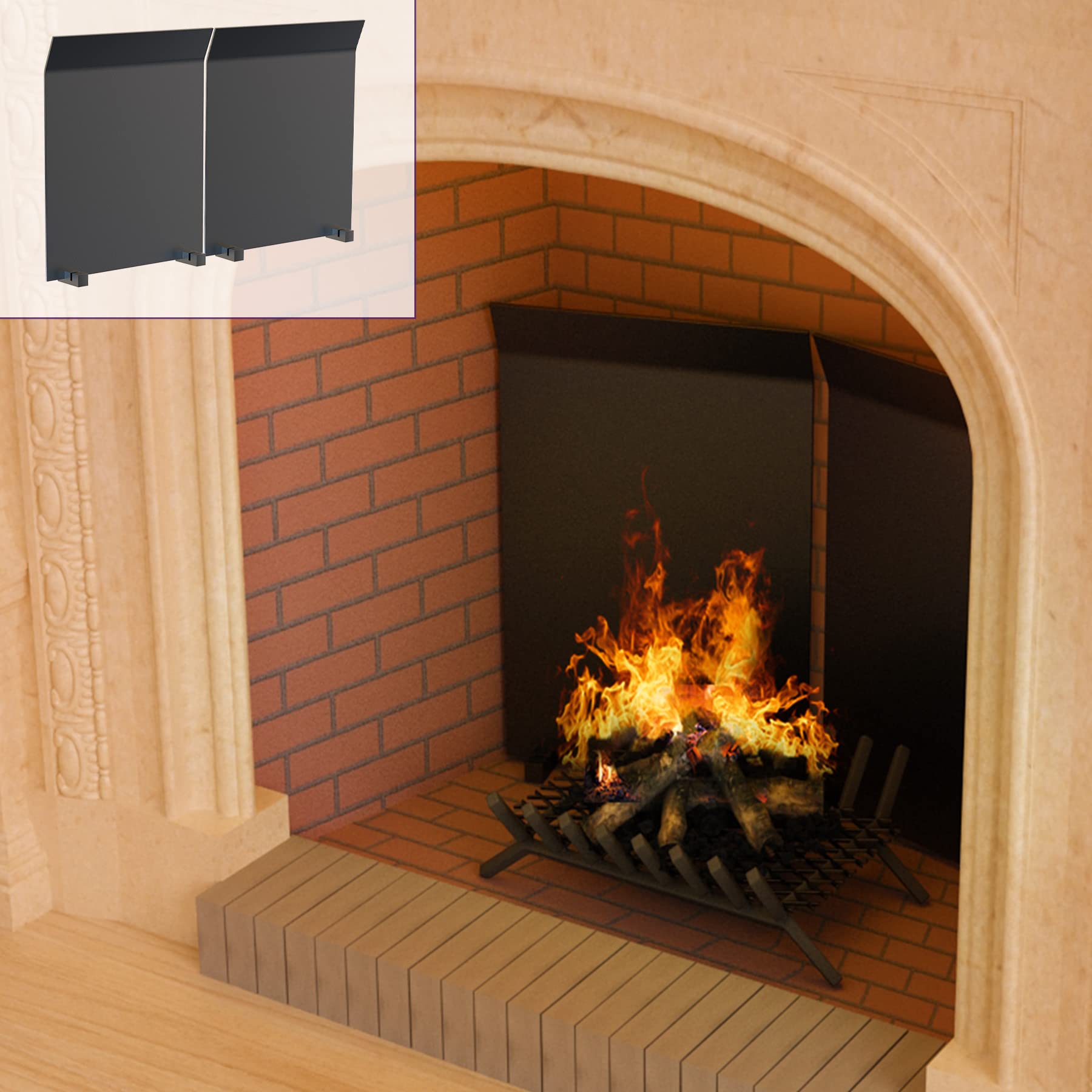 Mxclimate Adjustable Fireback with Support Legs, Heavy Duty Fireplace ...