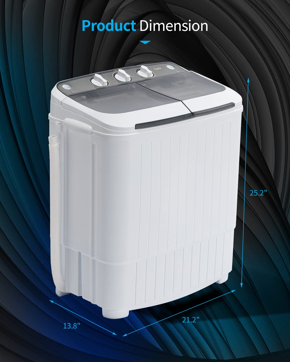 TABU 17.6Ibs Portable Washing Machine, Compact Washer Machine, Mini ...