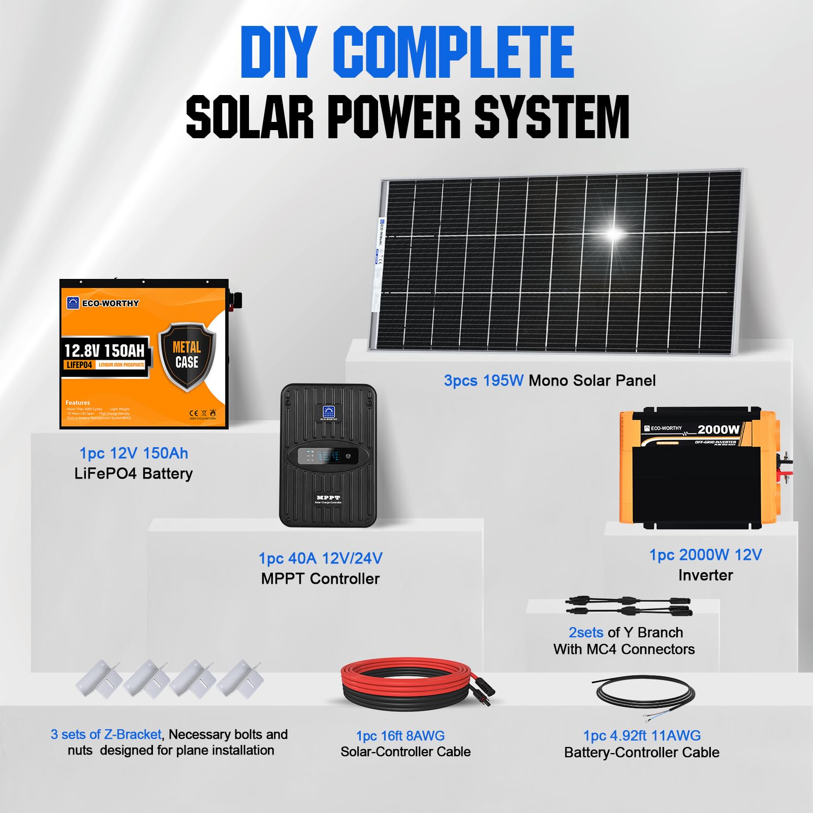 ECO-WORTHY 2.4KWH Solar Panel Kit 600W 12Volt System for RV Off Grid ...