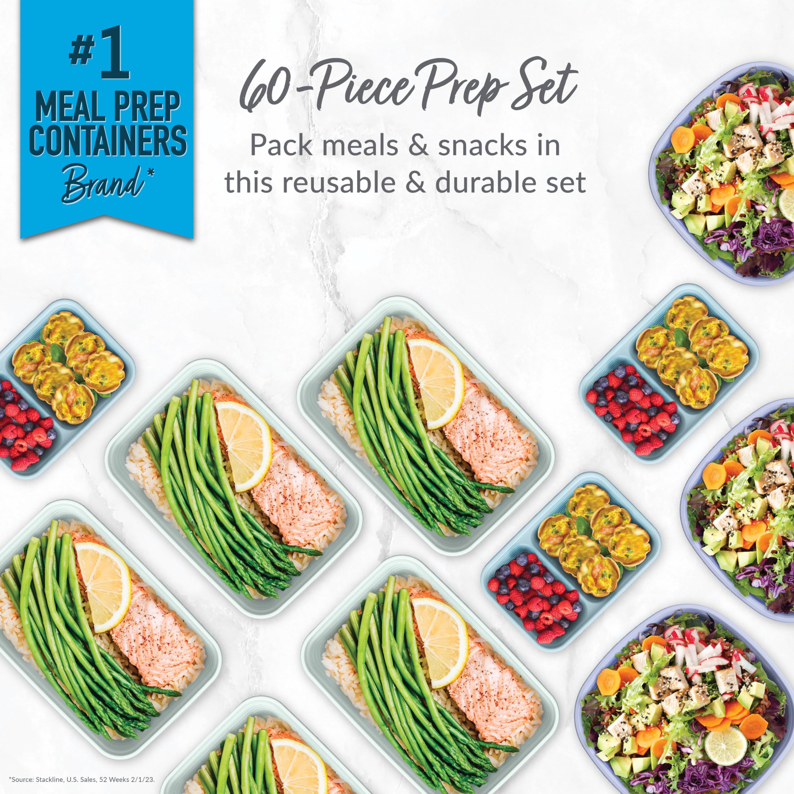 Bentgo® Prep 60-Piece Variety Meal Prep Kit - Reusable Food Containers ...