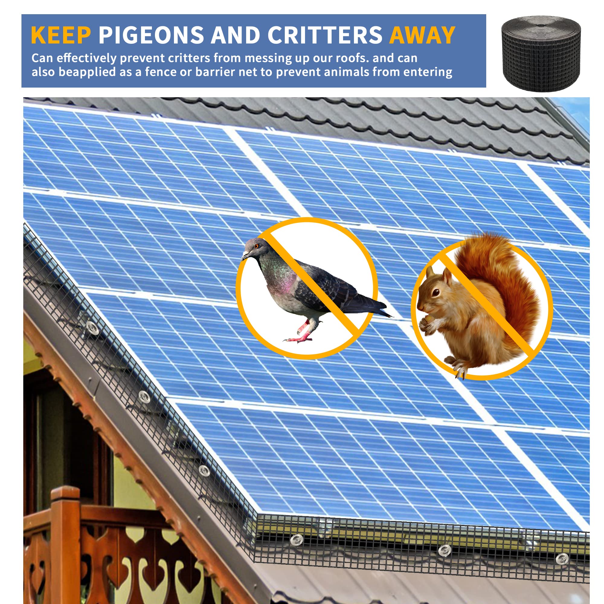 PATIOSIR Solar Panel Bird Wire Screen Protection 6" x 50ft, Guard Kit ...