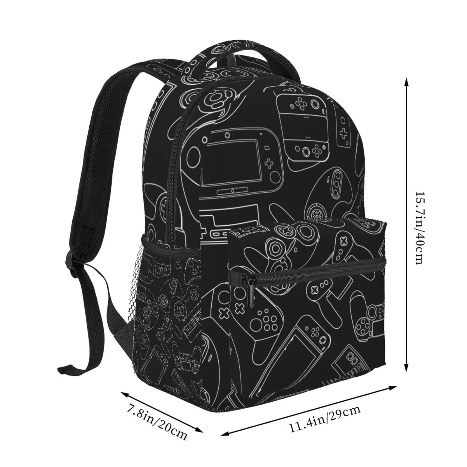 Fiokroo Video Game Controller Black Background Backpack School Bag For ...