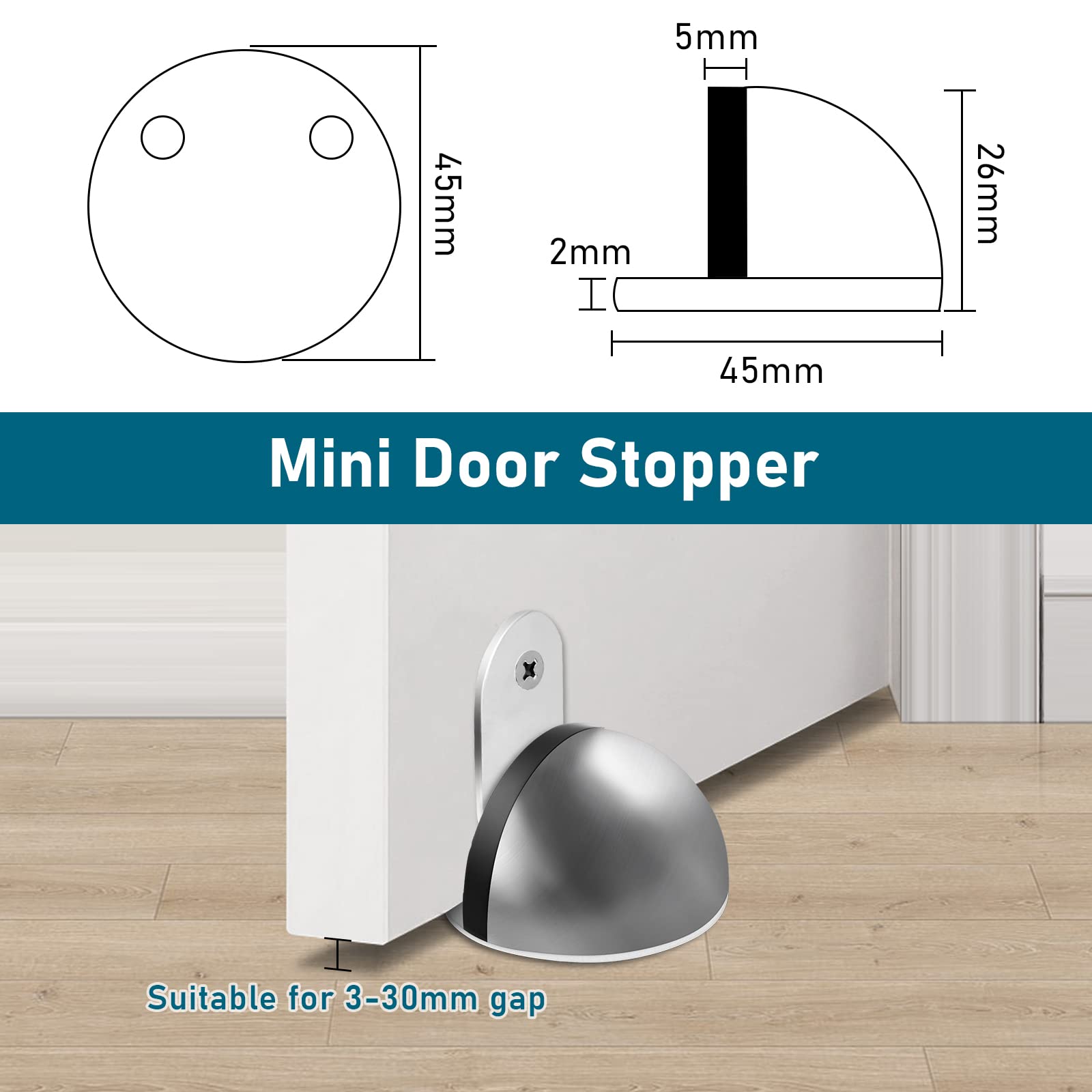 KOLAKO Magnetic Door Stops, 4 Pack Door Stoppers for Bottom of Door ...