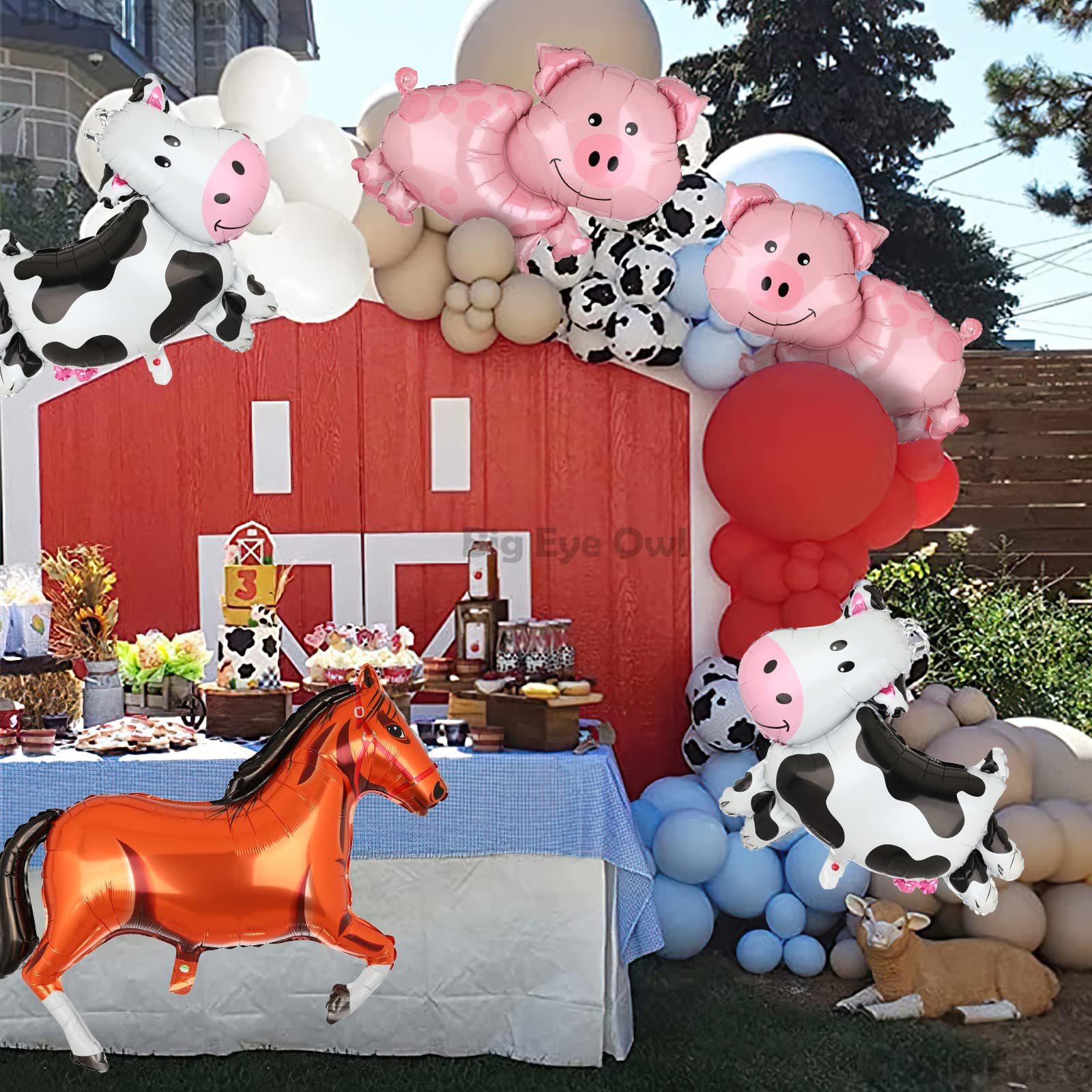 Farm Animal Foil Balloons Pig Cow Horse Donkey Shaped Mylar Balloon for ...