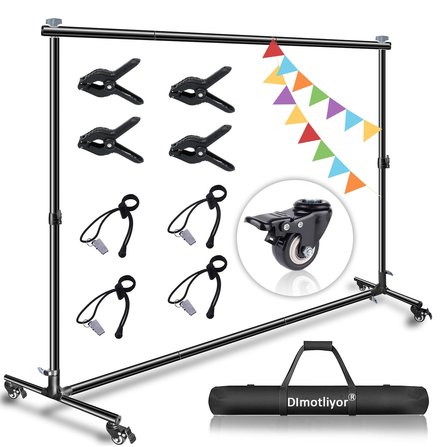 10 * 7ft Backdrop Stand, with Wheels, Adjustable Heavy-Duty Backdrop ...