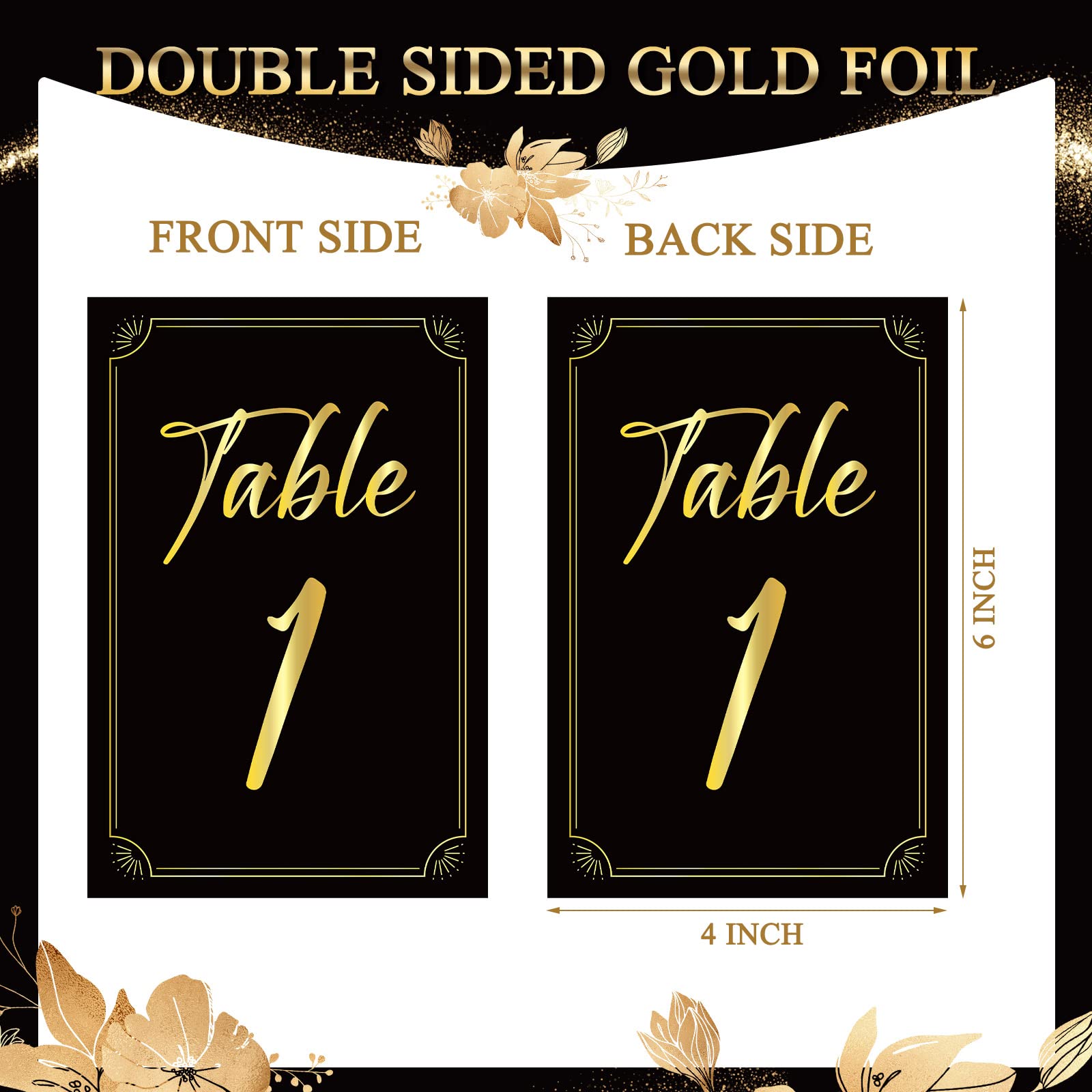 31 Sets Black Table Number Cards with Gold Table Number Holders, 1-30 ...