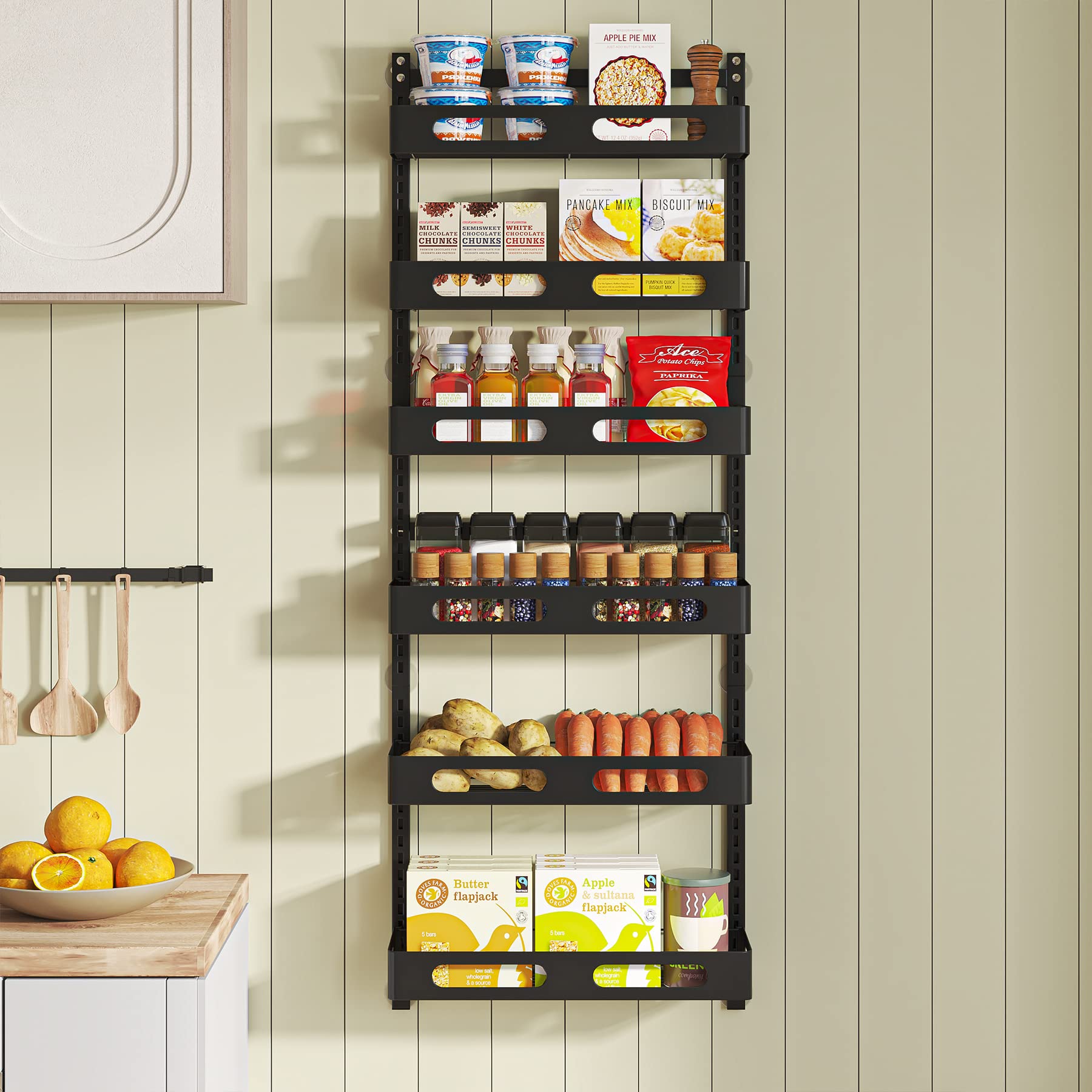 1Easylife 6-Tier Over the Door Pantry Organizer Black Pantry ...