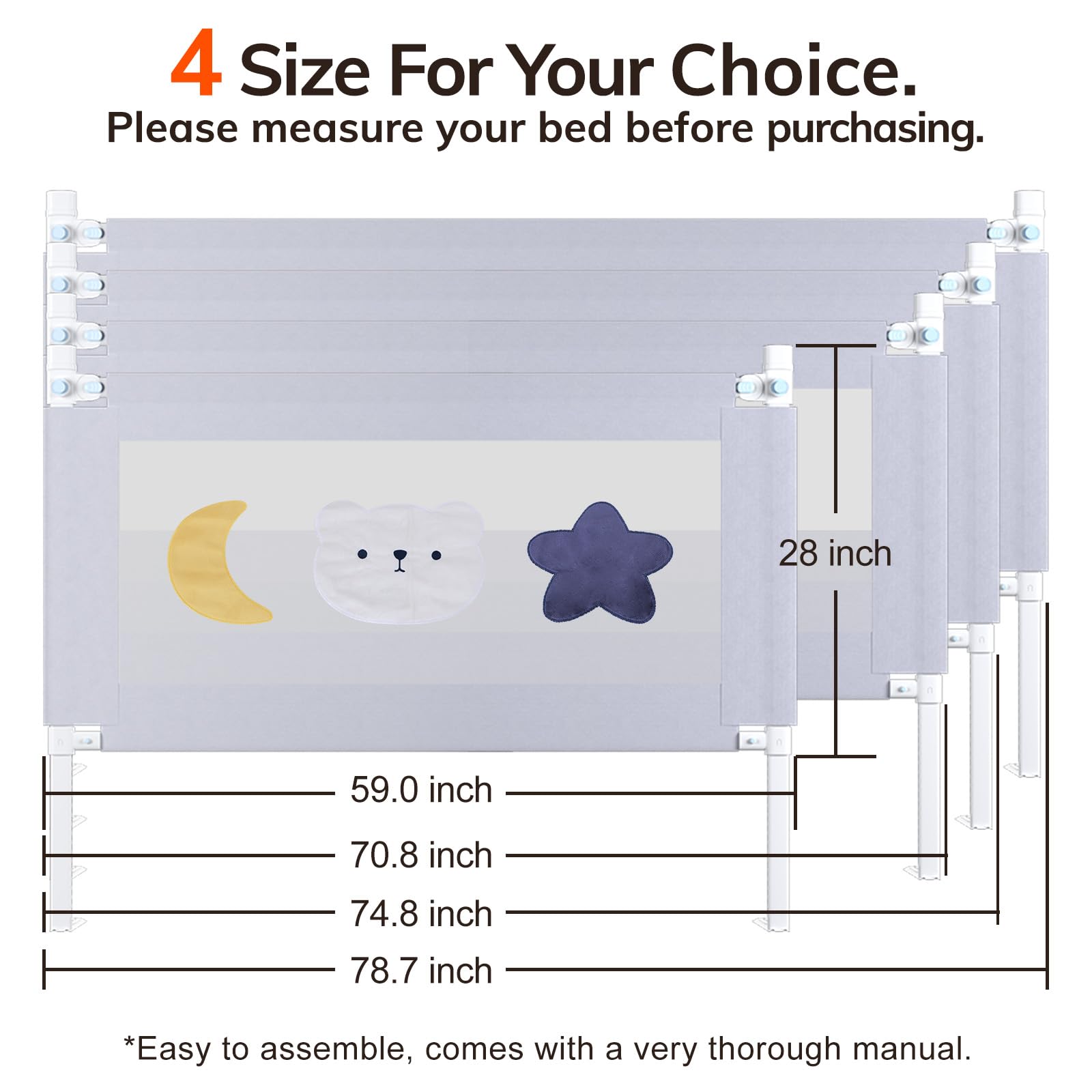 omzer Bed Rail for Toddlers - Baby Bed Guard Rail with Double Child ...