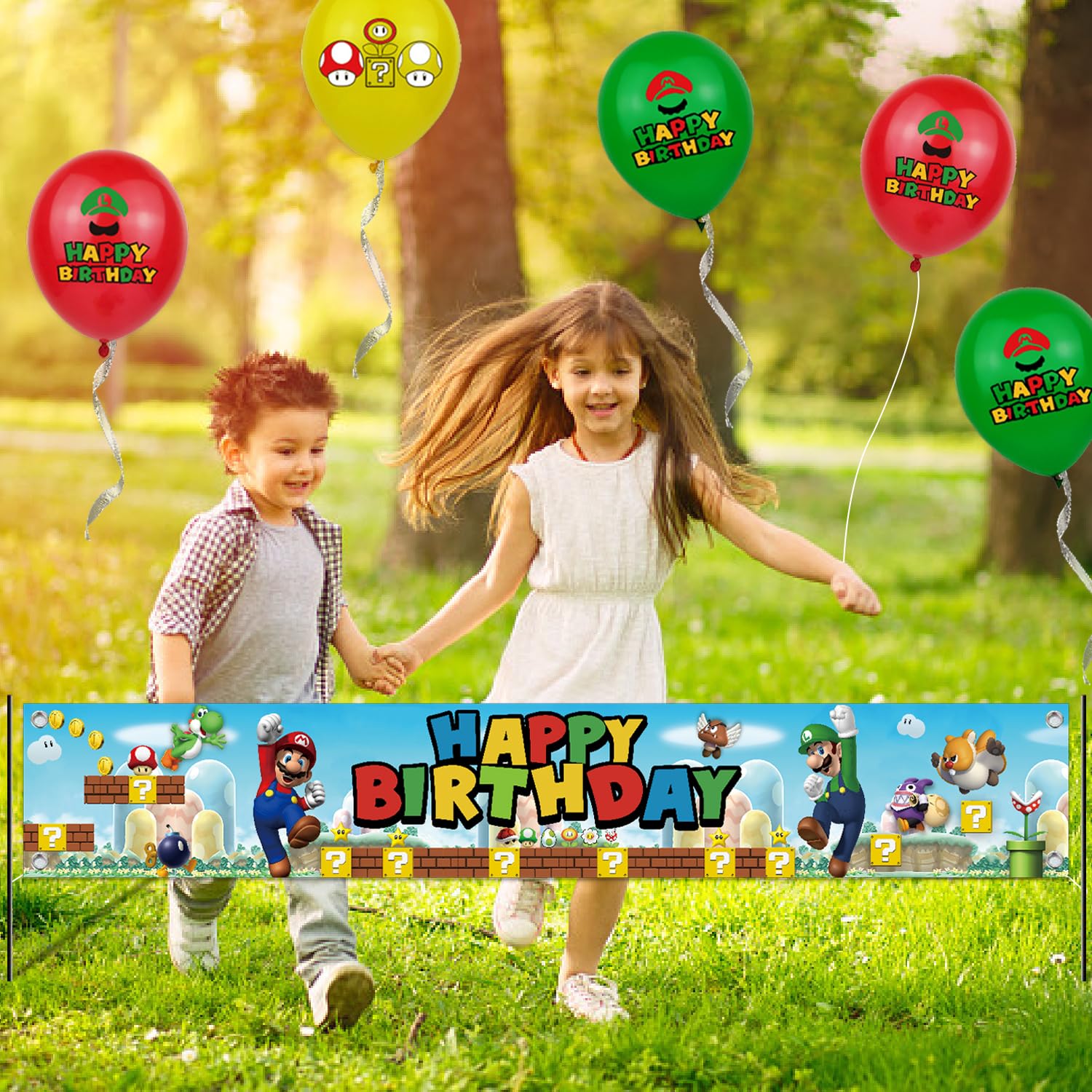 Mario Party Banner Mario Balloons Video Game Theme Party Decoration for ...