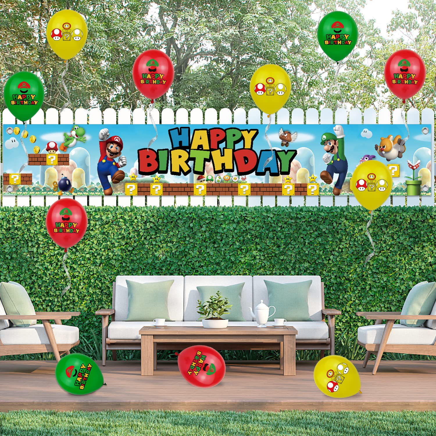 Mario Party Banner Mario Balloons Video Game Theme Party Decoration for ...