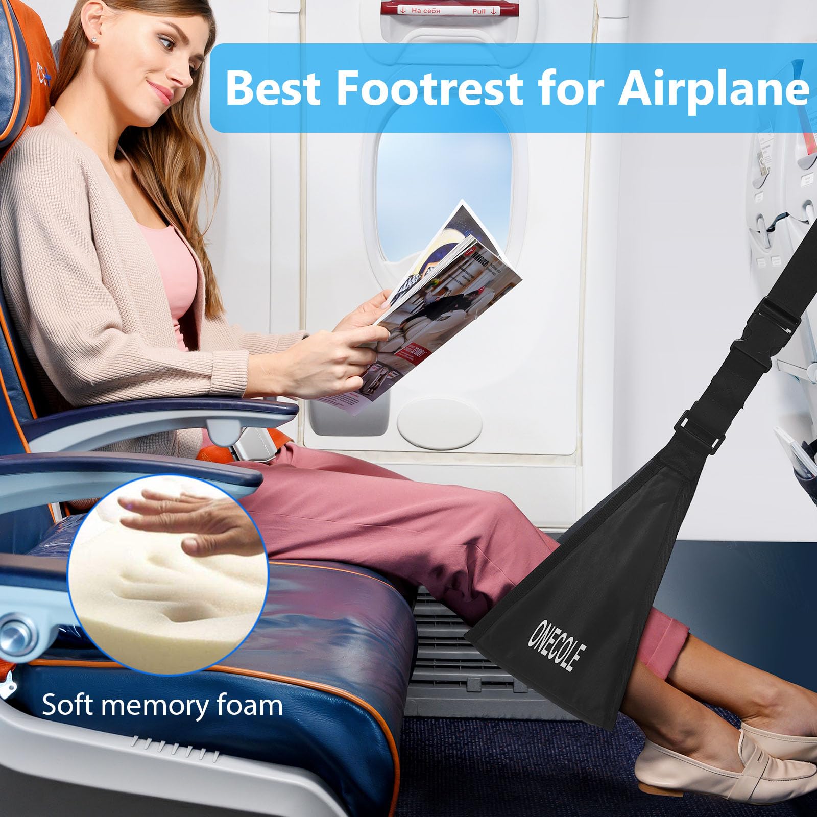 ONECOLE Airplane Footrest - Travel Foot Hommock with Memory Foam ...