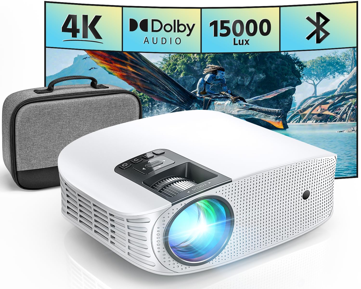Projector with 5G WiFi and Bluetooth, 15000L Full HD 1080P Outdoor ...
