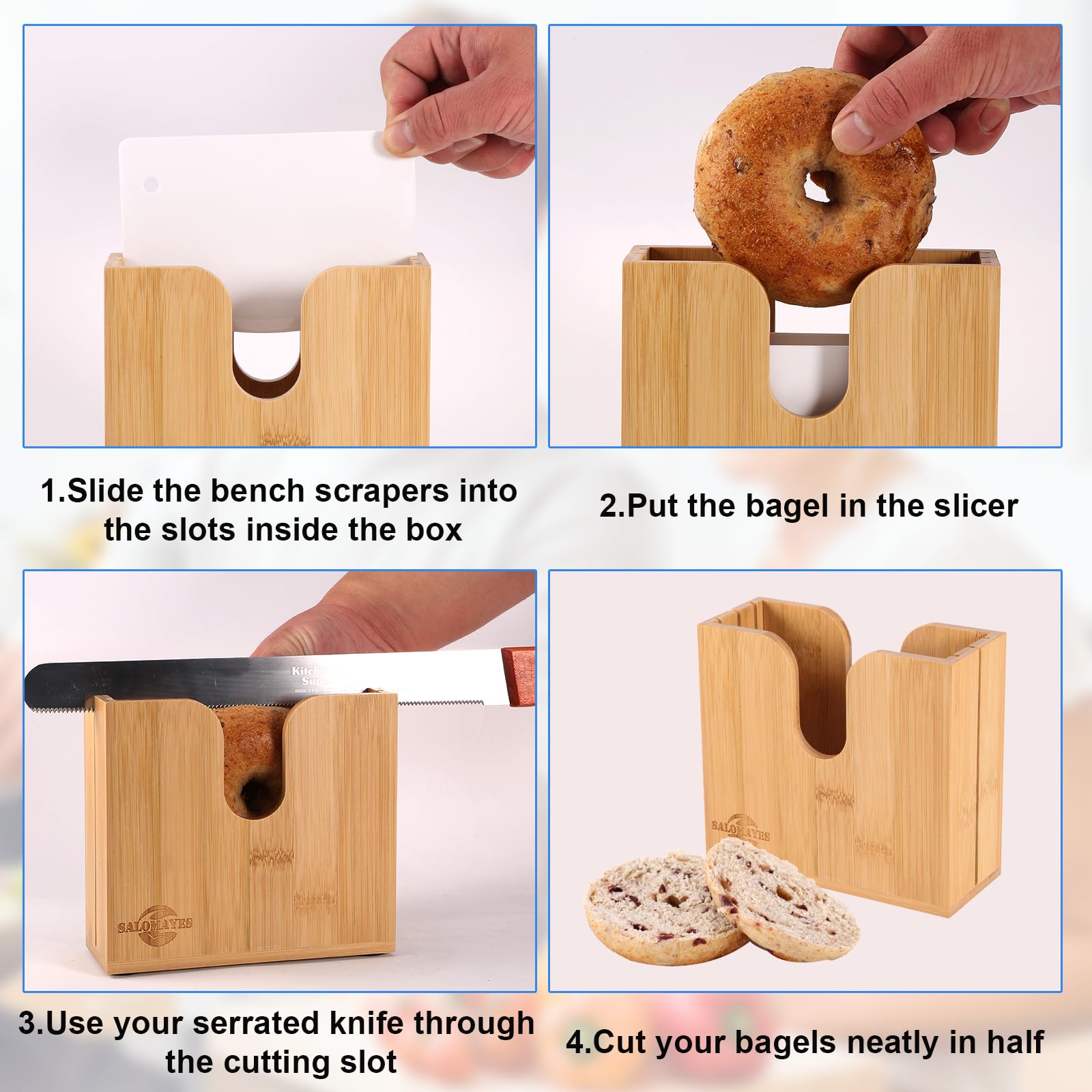 salomayes Bagel Cutter Slicer For Small And Large Bagels, Bagel Slicer ...