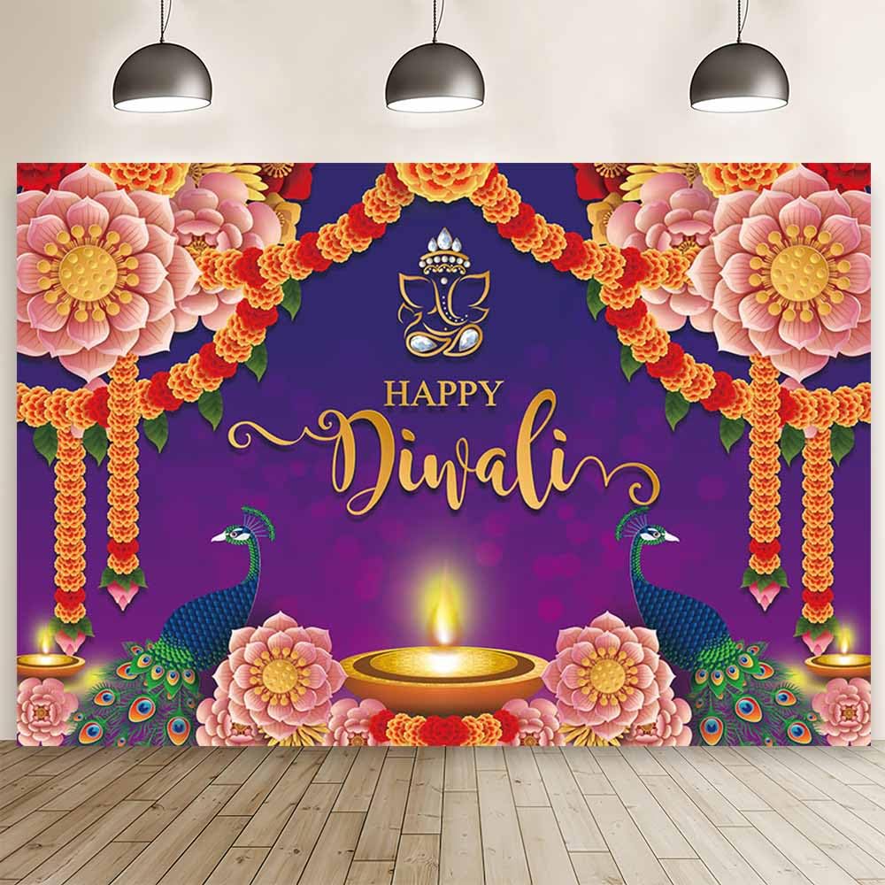 MEHOFOND 7x5ft Happy Diwali Party Backdrop Purple India Light Festival ...