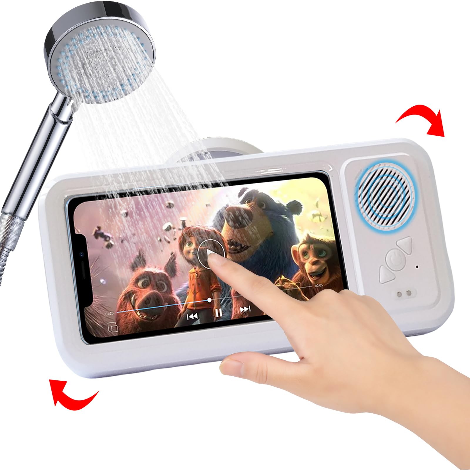 Fanlory Shower Phone Holder with Wireless Bluetooth Speaker ...